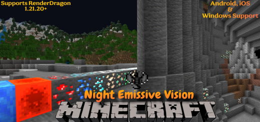 Night Emissive Vision [With Glowing Ores] | Minecraft PE Texture Packs
