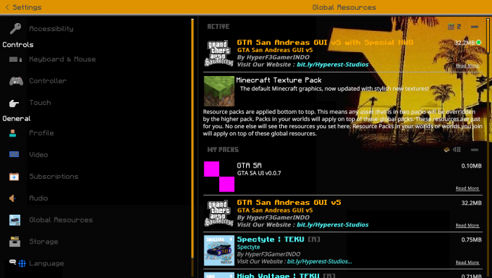 GTA San Andreas GUI | v1.5.3 MC 1.21.X Update Minecraft Texture Pack