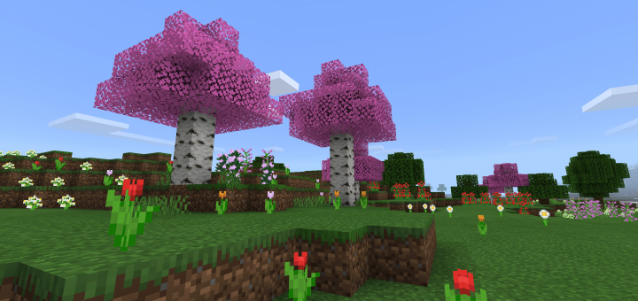 Sakura and Blue Trees | Minecraft PE Texture Packs